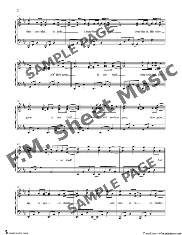 How Great Is Our God (Intermediate Piano) By Chris Tomlin - F.M. Sheet ...
