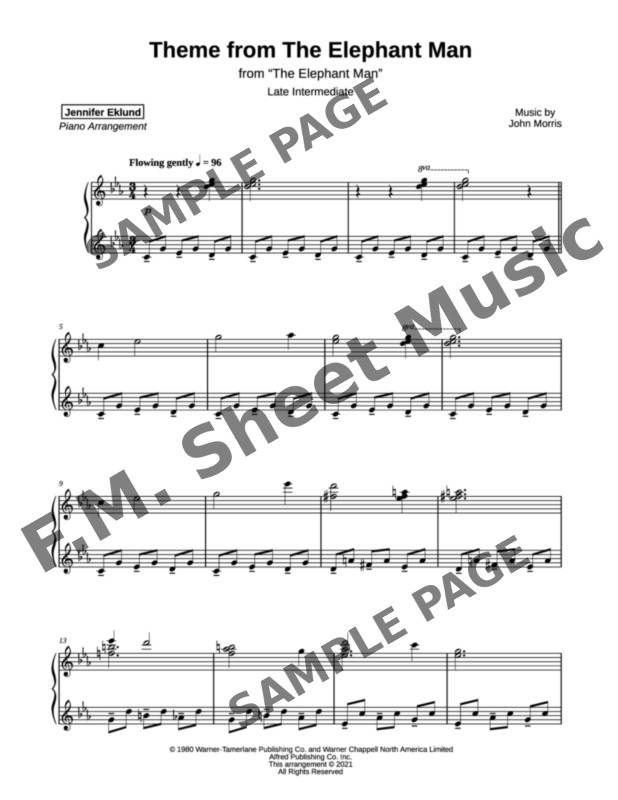 The Elephant Man (Theme) (Late Intermediate Piano) By John Morris - F.M ...