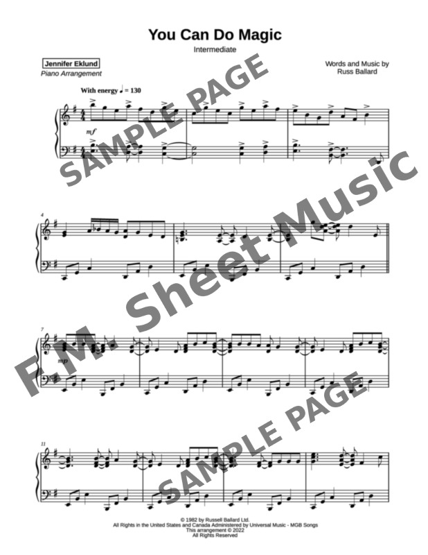 You Can Do Magic (Intermediate Piano) By America - F.M. Sheet Music ...