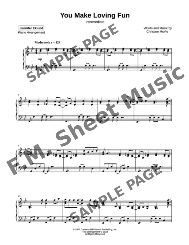 You Make Loving Fun (Intermediate Piano) By Fleetwood Mac - F.M. Sheet ...