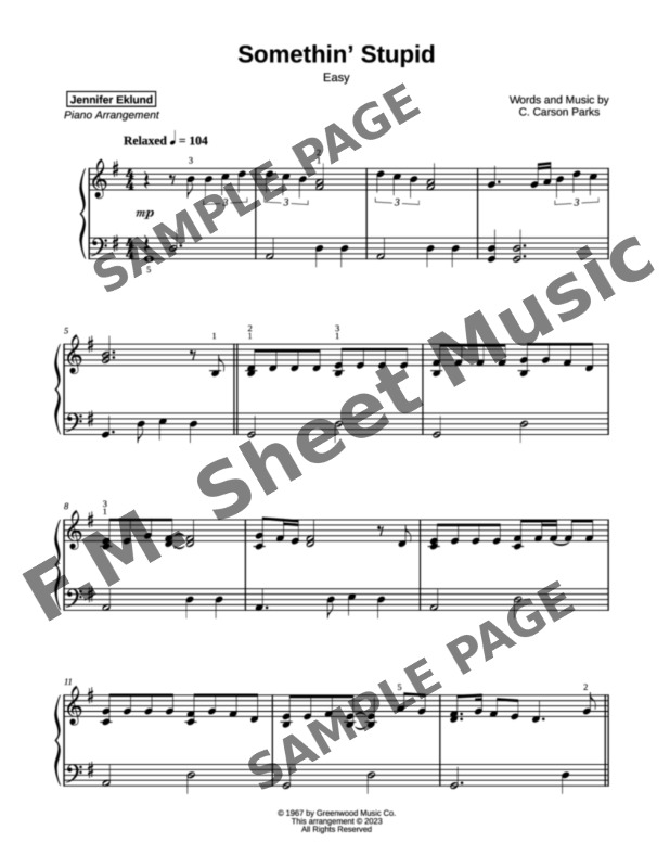 Somethin' Stupid (Easy Piano) By Robbie Williams, Frank Sinatra - F.M ...