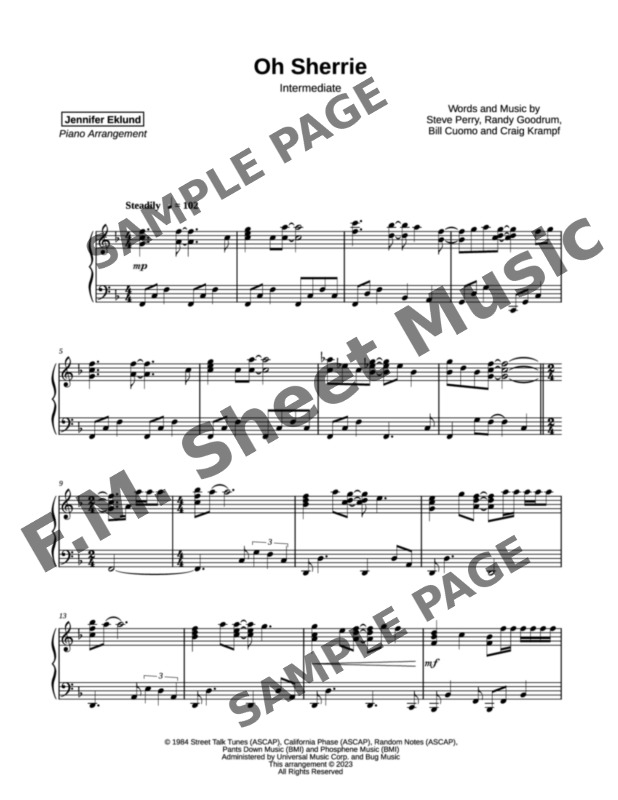 Oh Sherrie (Intermediate Piano) By Steve Perry, Journey - F.M. Sheet ...