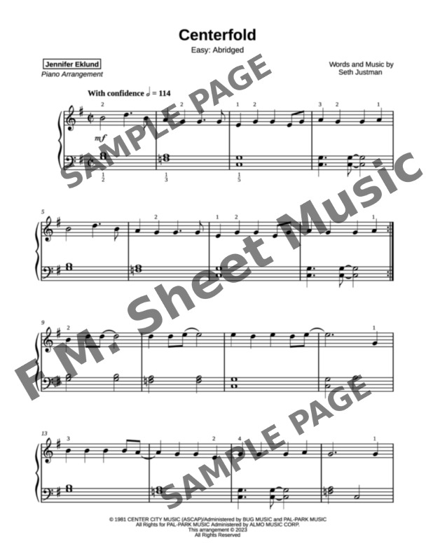 Centerfold (Easy Piano) By J. Geils Band - F.M. Sheet Music - Pop ...