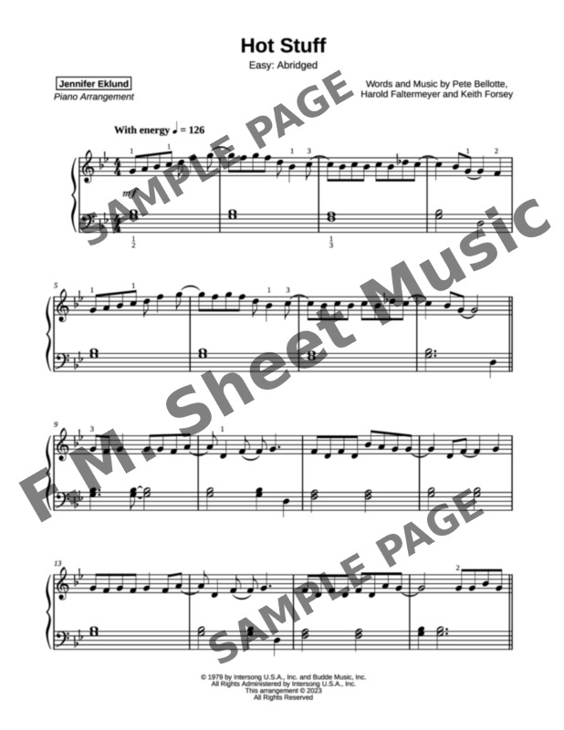 Hot Stuff (Easy Piano) By Donna Summer - F.M. Sheet Music - Pop ...