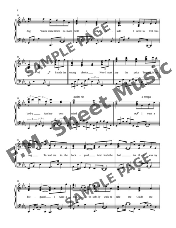 I Want a Dog (Intermediate Piano) By Weezer - F.M. Sheet Music - Pop ...