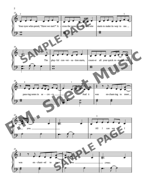 Enchanted (Easy Piano) By Taylor Swift - F.M. Sheet Music - Pop ...