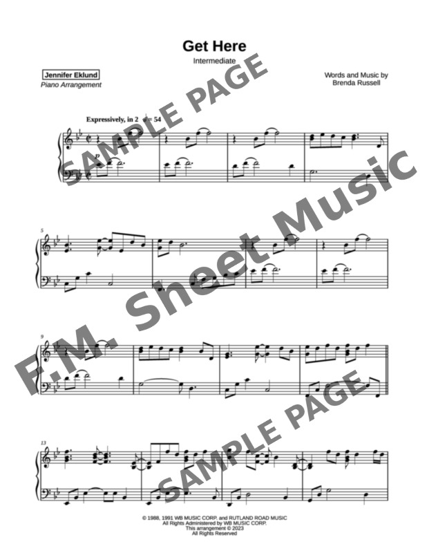 Get Here (Intermediate Piano) By Oleta Adams, Brenda Russell - F.M ...