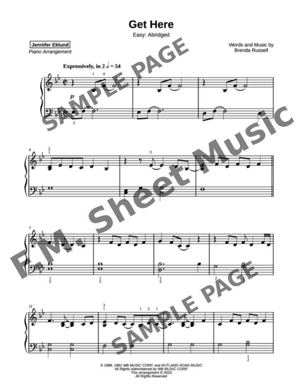 Get Here (Easy Piano) By Oleta Adams, Brenda Russell - F.M. Sheet Music ...