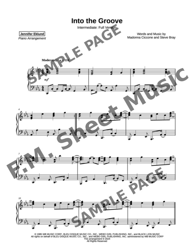 Into the Groove (Intermediate Piano: Full Version) By Madonna - F.M ...