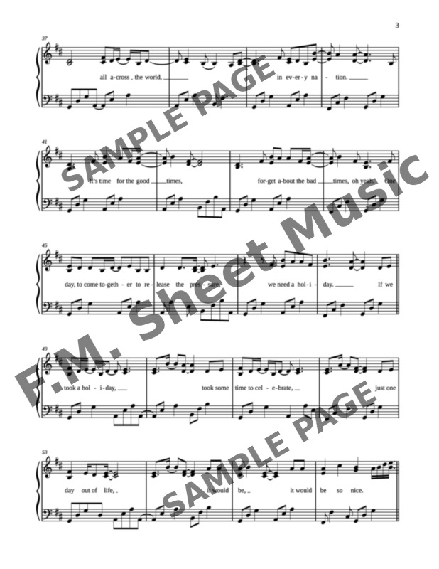 Holiday (Intermediate Piano) By Madonna - F.M. Sheet Music - Pop ...