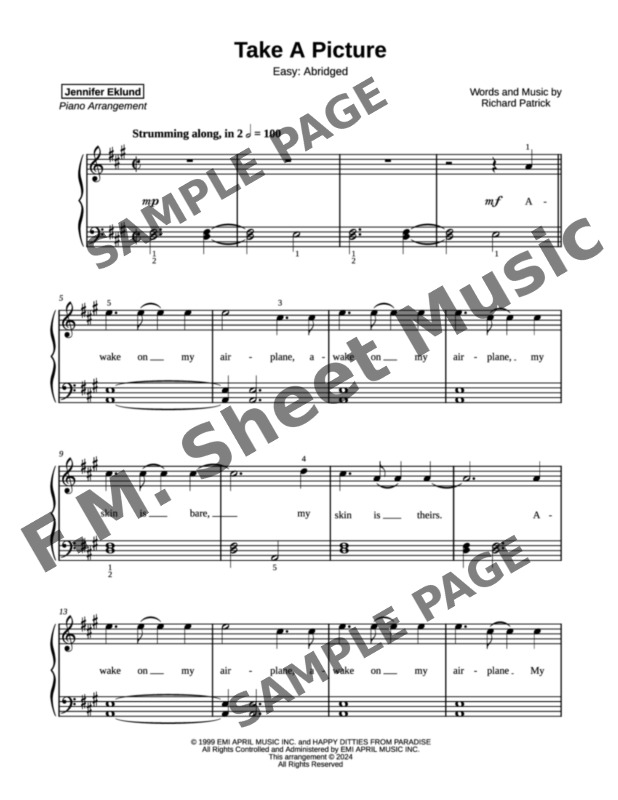Take a Picture (Easy Piano) By Filter - F.M. Sheet Music - Pop ...