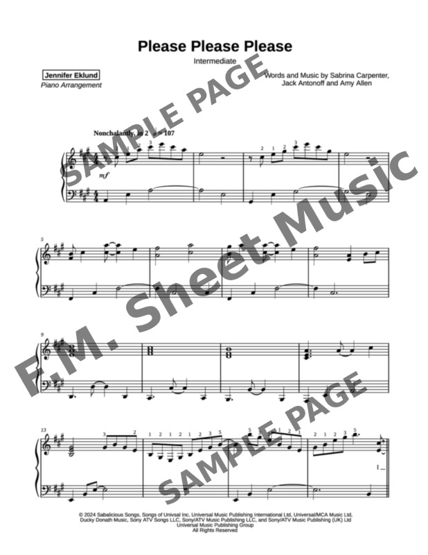 Please Please Please (Intermediate Piano) By Sabrina Carpenter - F.M ...
