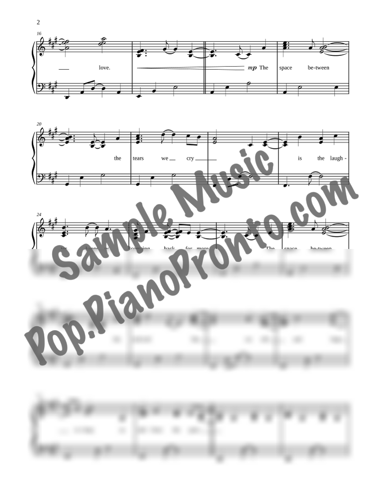 The Space Between (Intermediate Piano) By Dave Matthews Band - F.M ...