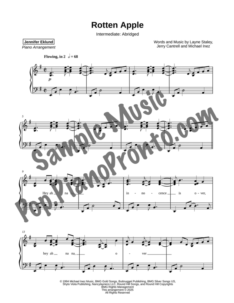 Rotten Apple (Intermediate Piano: Abridged) By Alice in Chains - F.M ...