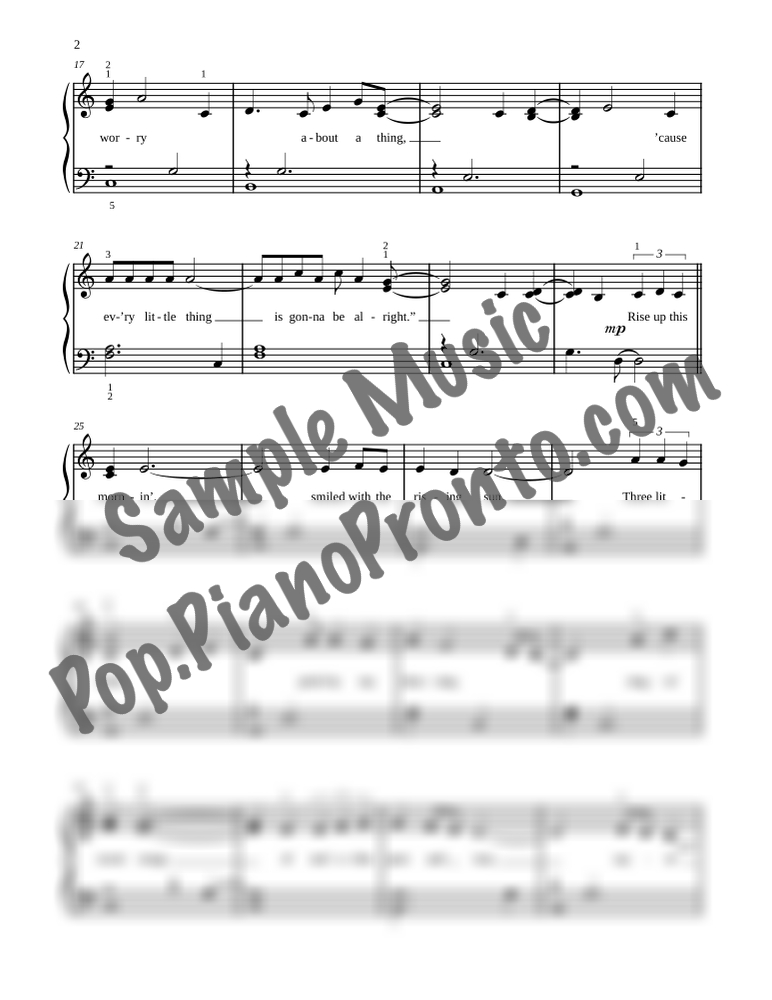 Three Little Birds (Easy Piano: Mellow Version) By Bob Marley, Kacey ...