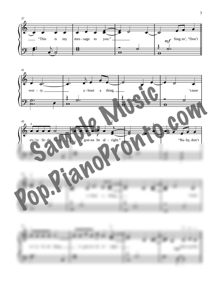 Three Little Birds (Easy Piano: Mellow Version) By Bob Marley, Kacey ...