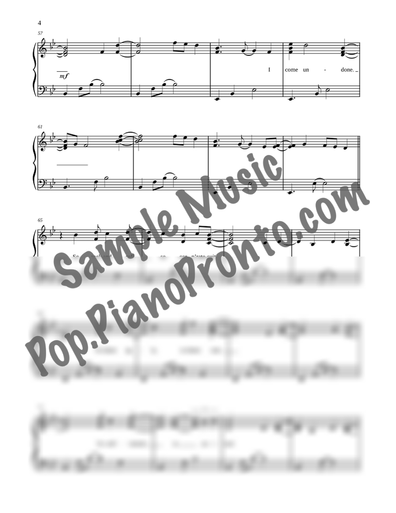 Come Undone (Intermediate Piano: Abridged Version) By Robbie Williams ...