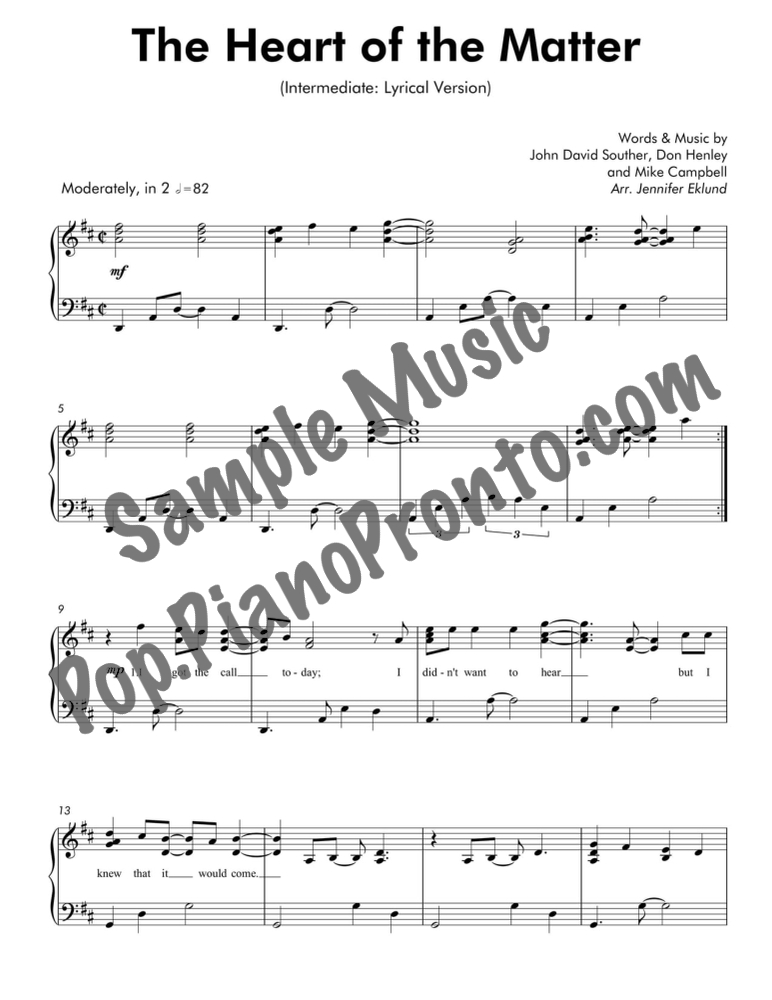 The Heart of the Matter (Intermediate: Lyrical Version) By Don Henley ...