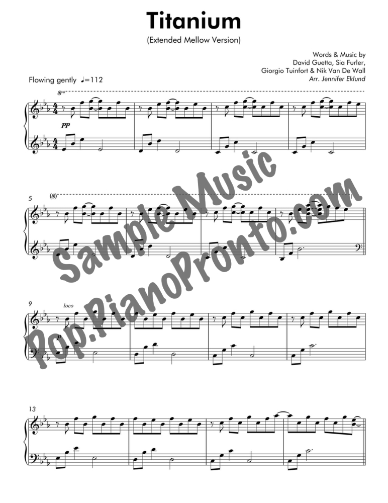 Titanium (Extended Mellow Version) By David Guetta, Sia - F.M. Sheet ...